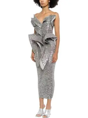 Maticevski Sequin Embellished Off-the-shoulder Bodice - Grey