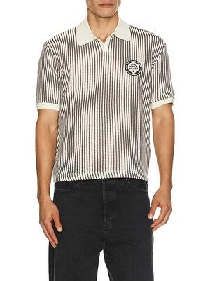 HONOR THE GIFT Striped Knit Polo - Bone