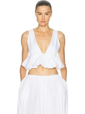 Alaïa Peplum Openwork Crop Top - Blanc