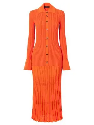 Proenza Schouler Rosario Ribbed Stretch Wool-blend Maxi Dress - Red