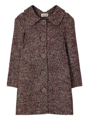 SHUSHU/TONG Wool-blend Herringbone Long Coat - Burgundy