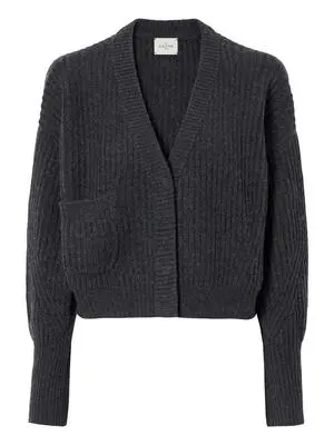 Le Kasha Monaco Cropped Ribbed Cashmere Cardigan Gray