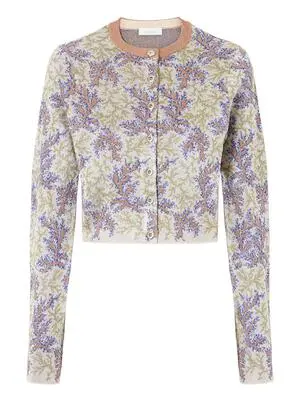 Rabanne Cropped Jacquard Cardigan - Multi