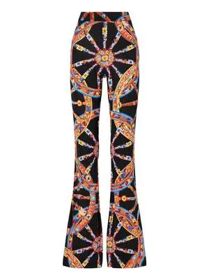 Dolce & Gabbana Organza Carretto Printed Flared Crepe Trousers - Multi