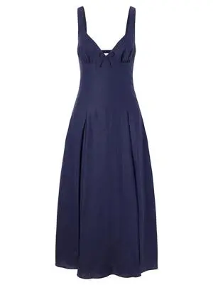 Faithfull The Brand Bow-detailed Linen Midi Dress - Blue
