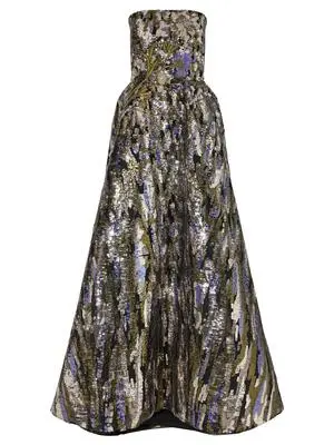 Elie Saab Strapless Embroidered Sequined Tulle Gown - Multi