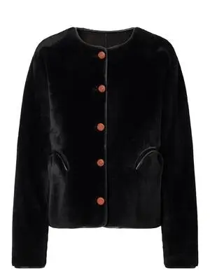 BLAZÉ MILANO Tatoosh Leather-trimmed Shearling Jacket - Black