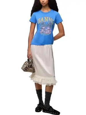 GANNI Frill Satin Skirt - Neutrals