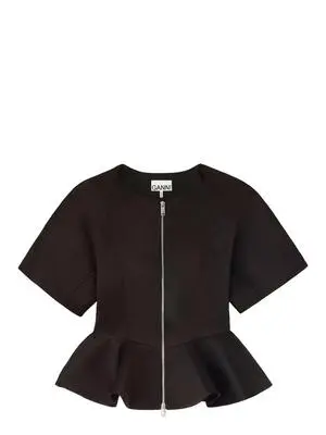 GANNI GANNI Satin Peplum Blouse