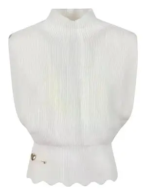TWINSET Heart-motif Scalloped-hem Vest - White