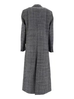 Fabiana Filippi Double-breasted Mouliné-effect Coat - Blue