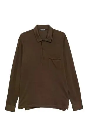 TOM FORD Long-sleeve Piqué Polo Shirt - Brown