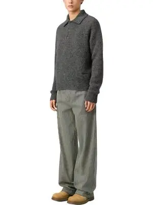 AMI Paris Wool And Alpaca Polo With Embroidery - Grey