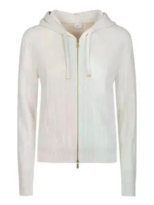 Eleventy Ribbed Zip-up Hoodie - White