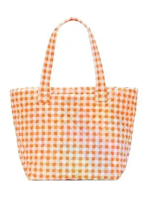 Mz Wallace Medium Metro Deluxe Gingham Tote Bag - Orange