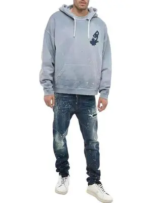 Dsquared2 Paint-splatter Logo-patch Hoodie - Blue