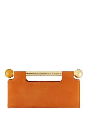 BVLGARI Nubuck Leather Tubogas Spheres Clutch Bag - Orange