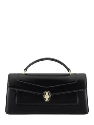 BVLGARI Leather Serpenti Forever Top-handle Bag - Black