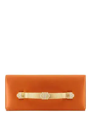 BVLGARI Satin Tubogas Evening Clutch Bag - Orange