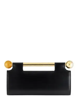 BVLGARI Leather Tubogas Sphere Clutch Bag - Black