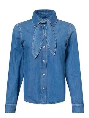 FRAME The Clementine Neck-tie Denim Shirt - Hideaway