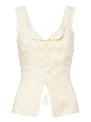 REFORMATION Viola Sweetheart-neck Linen Top - Sugar