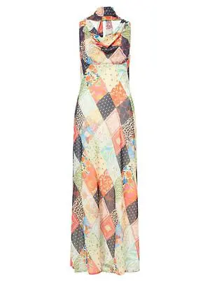 NEVER FULLY DRESSED Sophie Cowl-neck Woven Maxi Dress - Multi