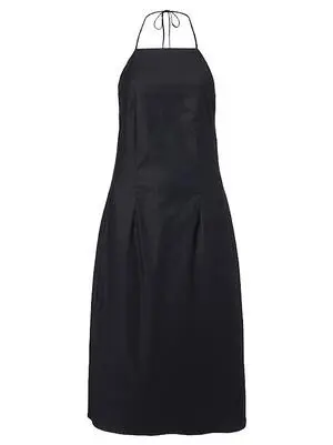 REFORMATION Halterneck Cotton Midi Dress - Black