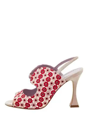 MANOLO BLAHNIK Manolo Blahnik Floral-Print Slingback Sandals