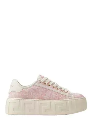 Versace Greca Jacquard Canvas Platform Sneakers - Pink