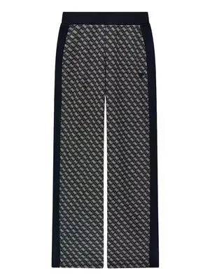 Guess Logo Jacquard Wide-leg Trousers - Blue