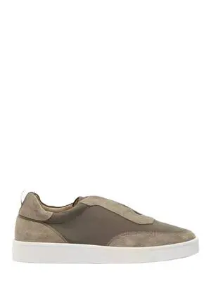 AURELIEN Suede-panelled Slip-on Sneakers - Neutrals