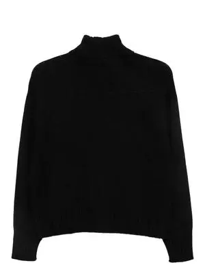 VANISE Roll-neck Knitted Sweater - Black