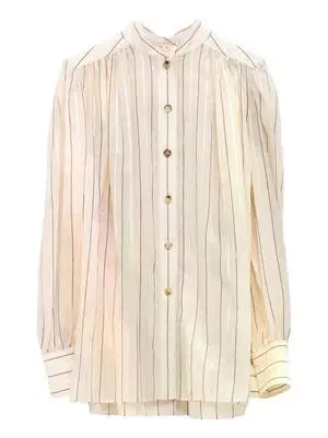 Chloé Gathered Blouse In Cotton And Silk Poplin - Pink