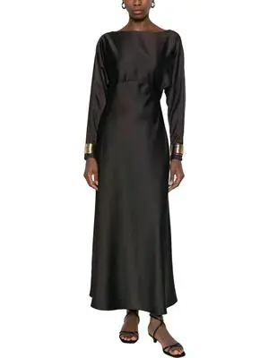 Imperial Satin-finish Long-sleeve Maxi Dress - Brown