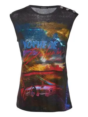 Balmain Graphic-print Tank Top - Grey