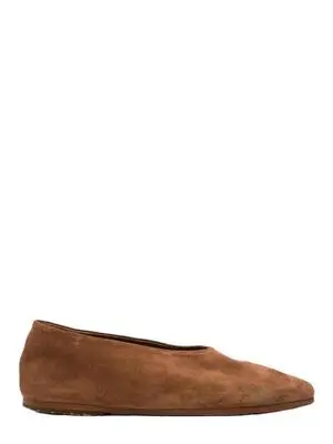 Marsèll Suede Almond-toe Ballet Flats - Brown