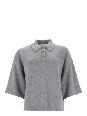 FRAME Fine-knit Cashmere Polo Sweater - Grey