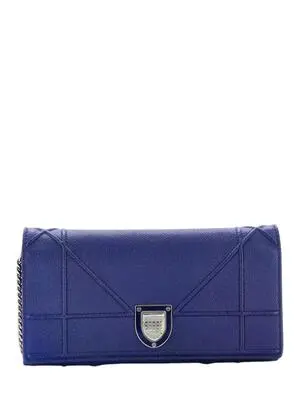 Dior Diorama Croisiere Chain Wallet Grained Calfskin Clutch Bag - Blue
