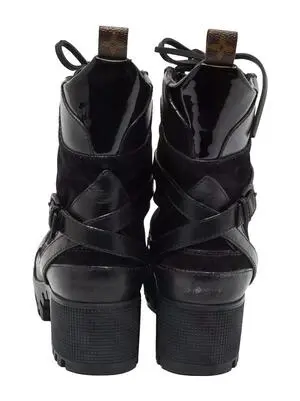 LOUIS VUITTON Laureate Leather Combat Boots - Black