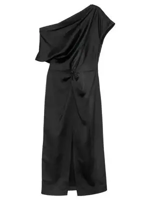 Imperial One-shoulder Twist-detail Midi Dress - Black