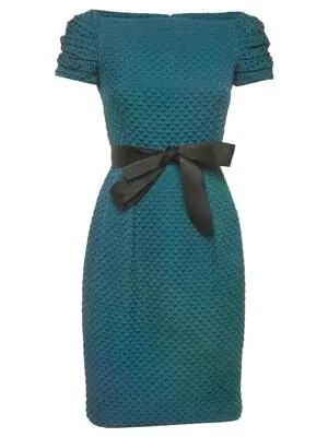 Carolina Herrera Midi Jacquard Bateau Neck Dress - Blue