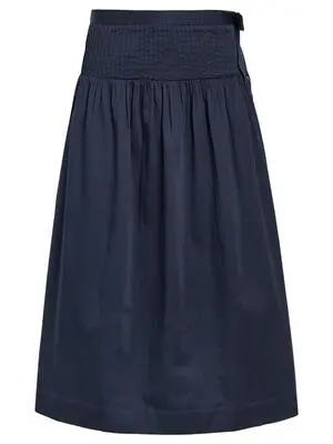DAMSON MADDER Josie Pleated Cotton Midi Dress - Navy