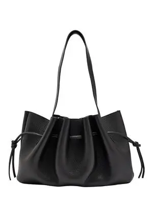 Yuzefi Scallop Suede Shoulder Bag - Black