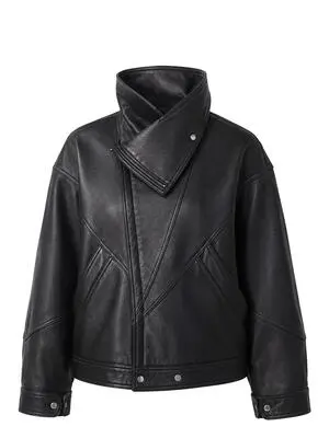 FRONT ROW SHOP Vintage Two Lapel Leather Jacket - Black