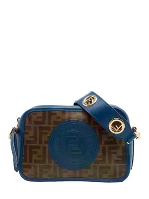Fendi Zucca Coated Canvas Ff Logo Camera Crossbody Bag - Blue