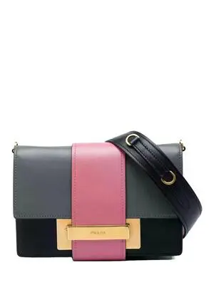 Prada Tricolor City Calf Ribbon Crossbody Bag - Black