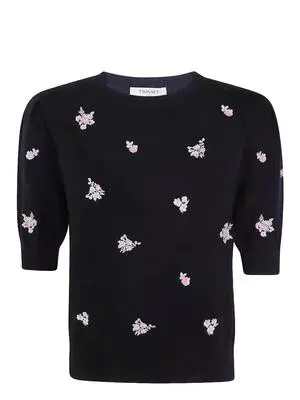 TWINSET Wool-blend Floral Embroidered Jumper - Black
