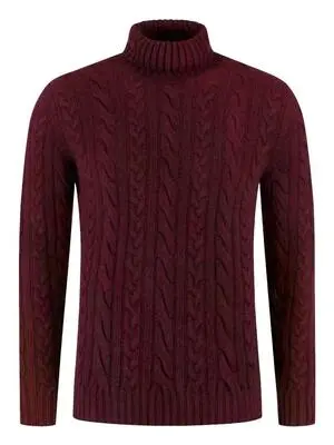 Fedeli Cable-knit Roll-neck Sweater - Red