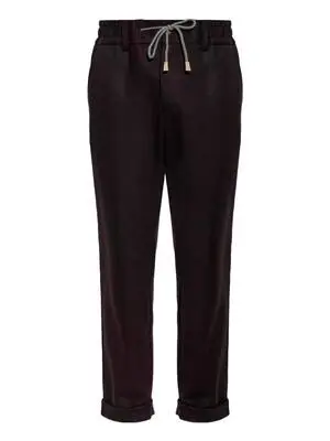 Eleventy Eleventy Drawstring-Waistband Turned-Up-Hem Trousers Black